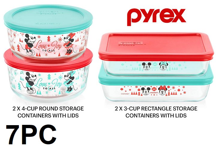 7PC DISNEY PYREX GLASS STORAGE CONTA… | King of the North Auction